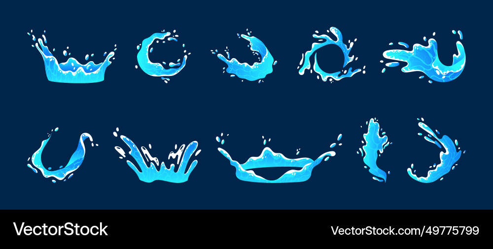 Water splash cartoon circle ocean spray drops Vector Image
