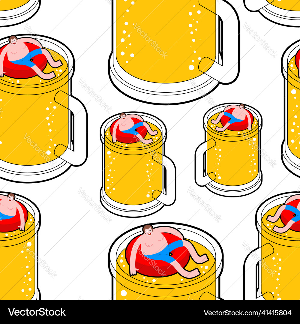 Alcoholic swim in beer pattern seamless man Vector Image