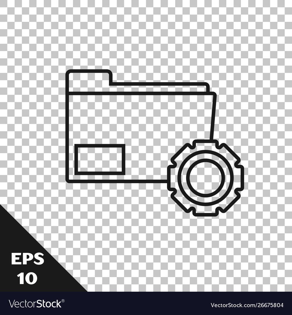 Black line folder settings with gears icon Vector Image