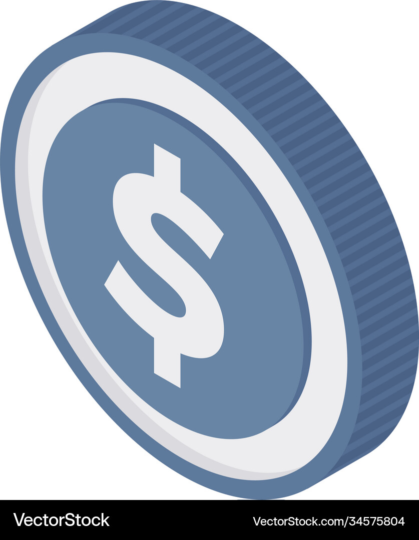 Isometric design coin with dollar sign Royalty Free Vector