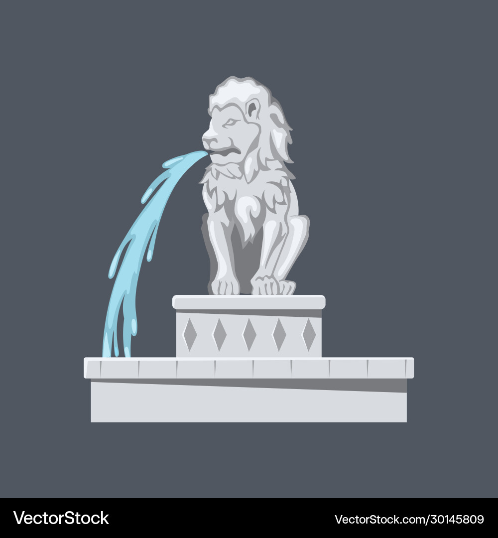 Isolated lion statue stone fontein Royalty Free Vector Image