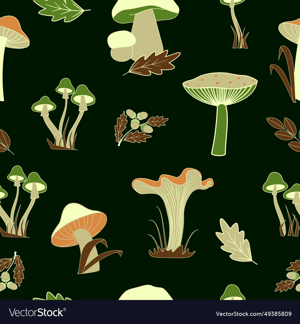Pattern with mushrooms Royalty Free Vector Image
