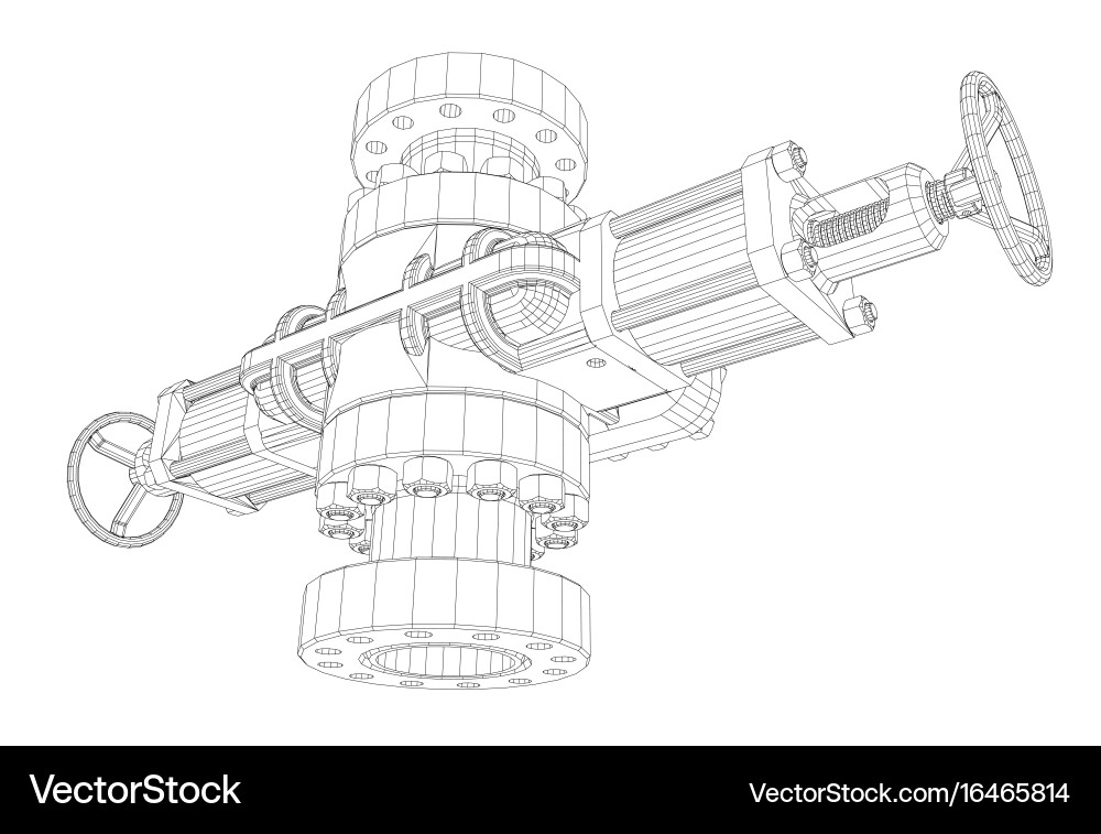 Blowout preventer wire frame style Royalty Free Vector Image