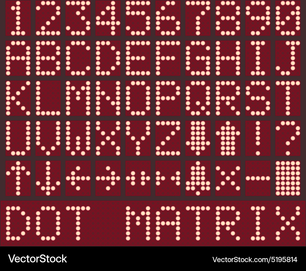 Digital alphabet and numbers for elevator display Vector Image