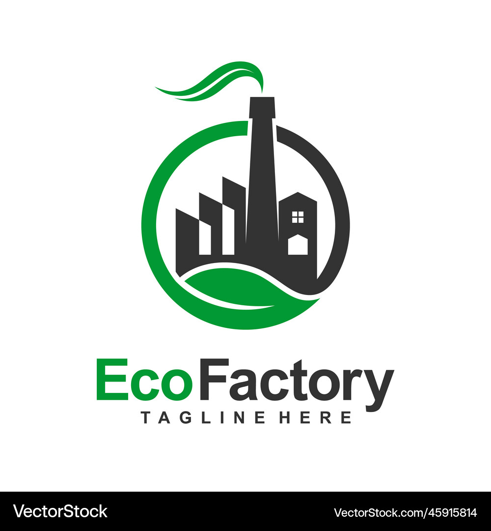 Eco factory logo with leaf concept Royalty Free Vector Image