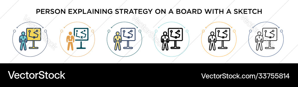 Person explaining strategy on a board Royalty Free Vector