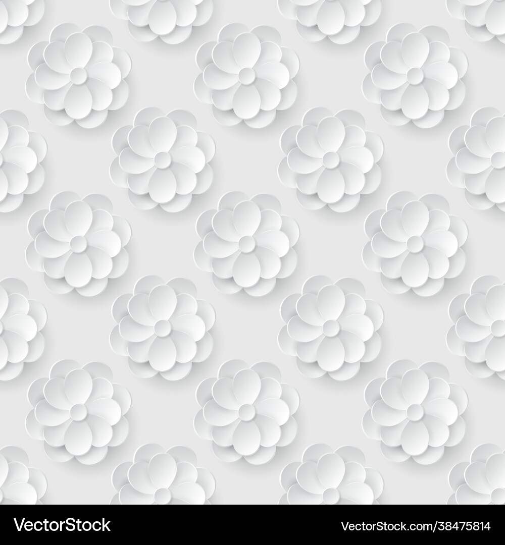 Seamless pattern with white paper flowers Vector Image