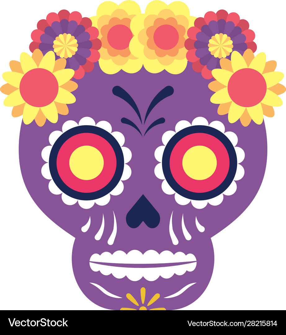 Traditional mexican skull head icon Royalty Free Vector