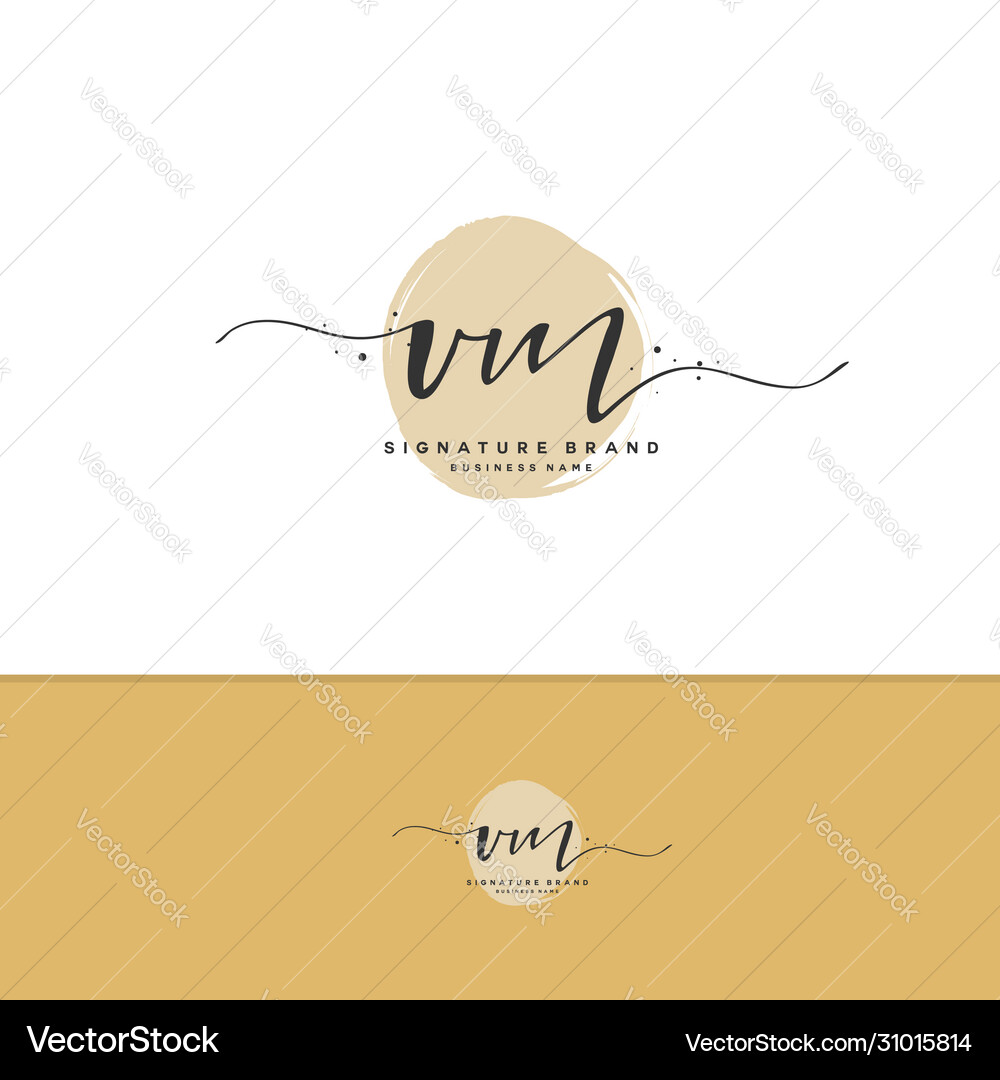 V m vm initial letter handwriting and signature Vector Image