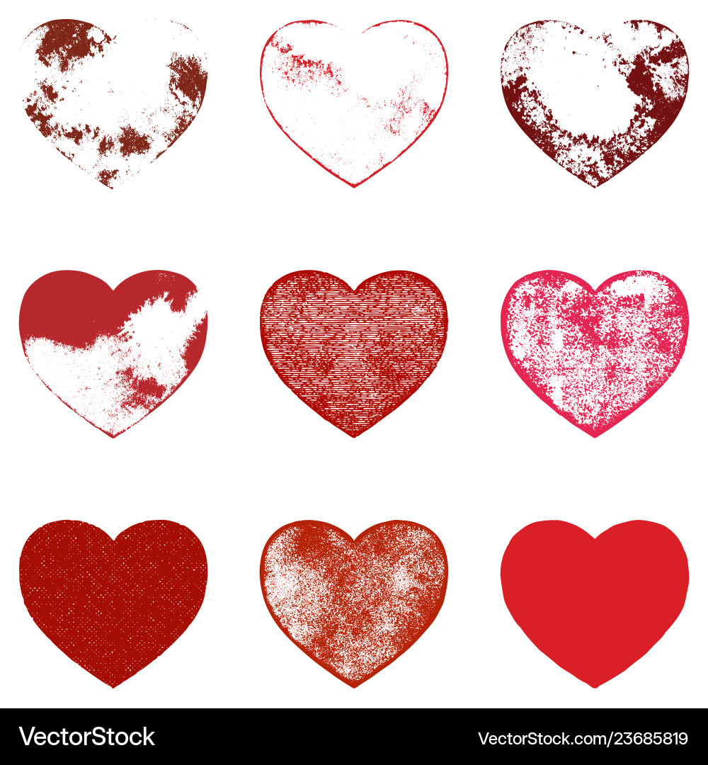 Distressed hearts set Royalty Free Vector Image