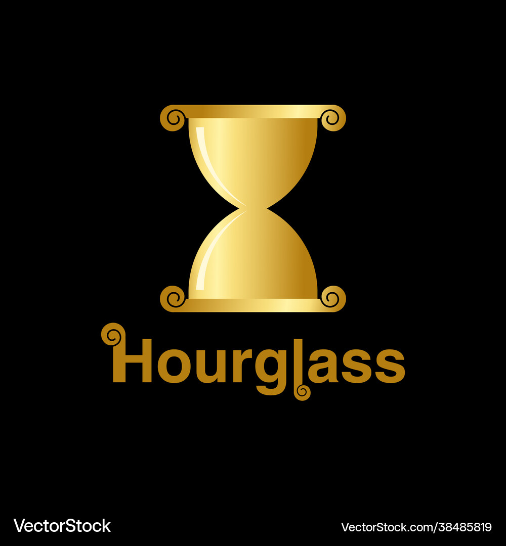 Luxury gold hourglass logo template Royalty Free Vector