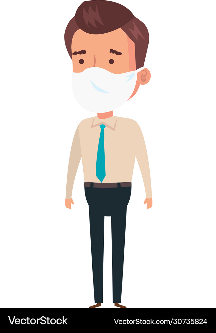 Businessman using face mask isolated icon Vector Image