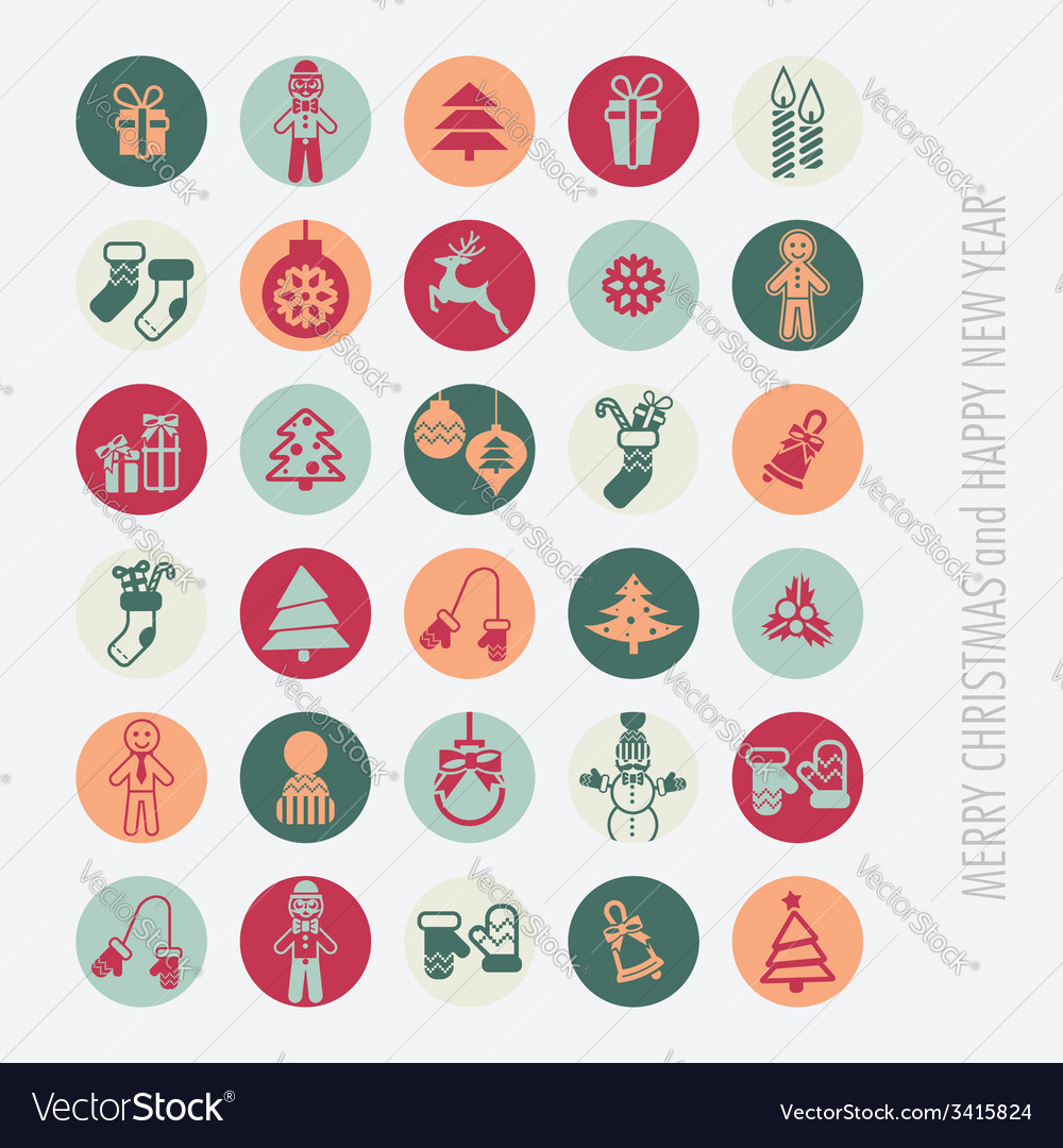 Christmas icons set Royalty Free Vector Image - VectorStock