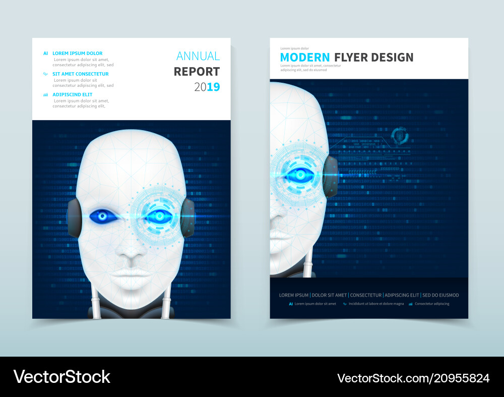 Corporate business flyer design with robot Vector Image