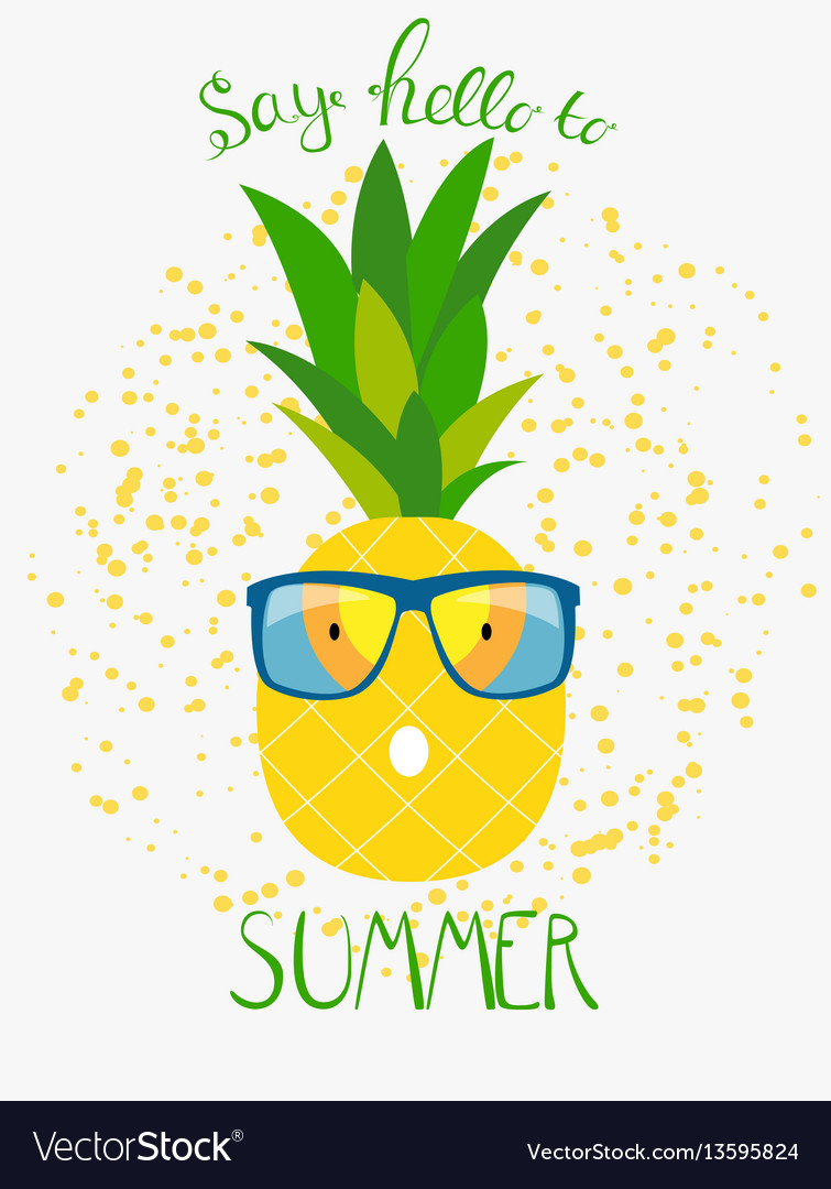 Pineapple in glasses summer concept background Vector Image