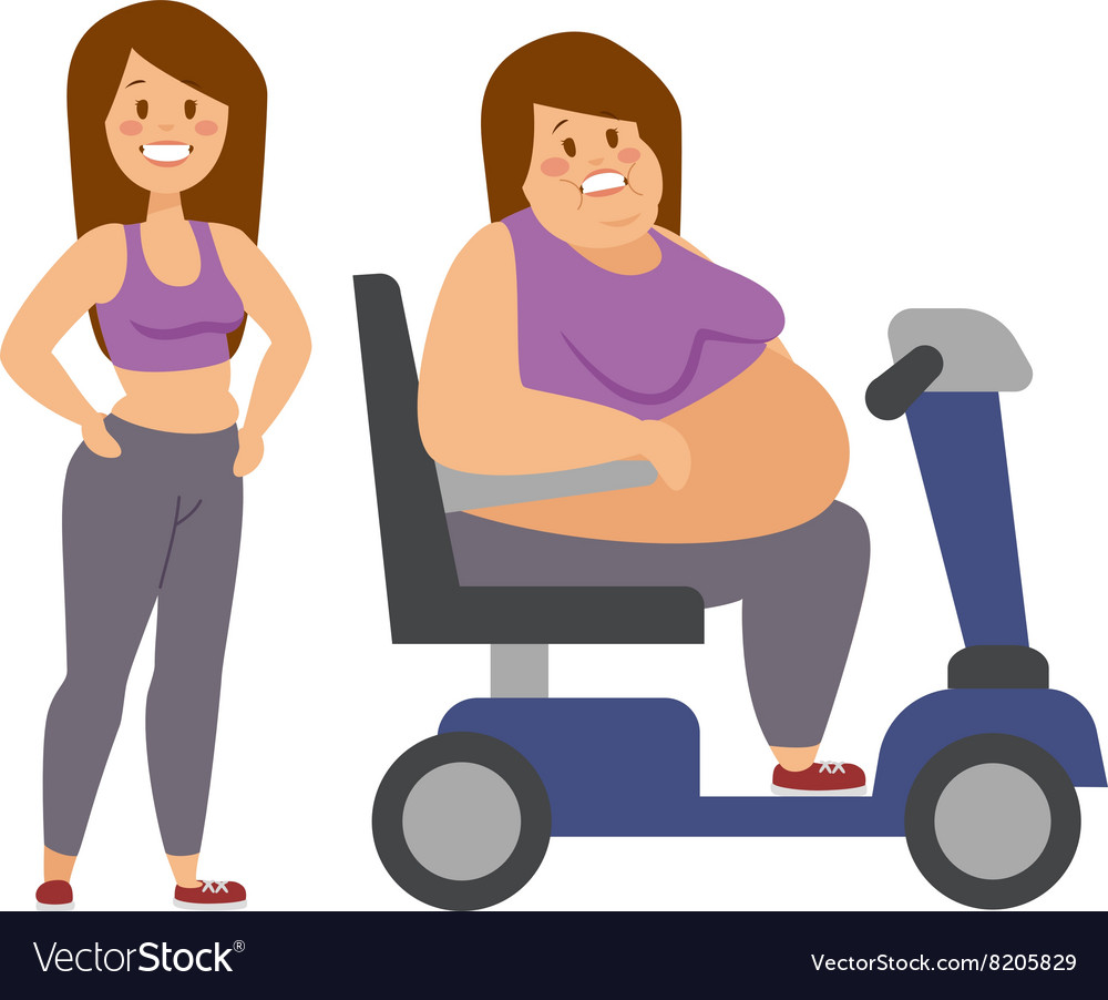 Cartoon Character Fat Woman And Girl Sitting Vector Image