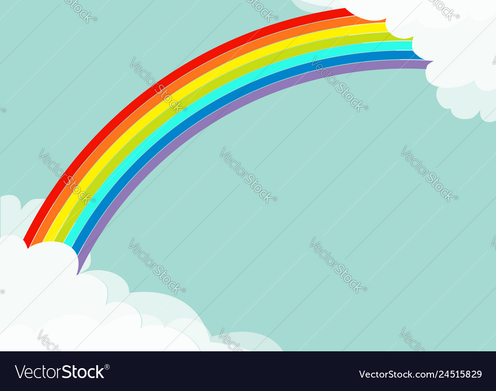 Fluffy cloud in corners frame template rainbow Vector Image
