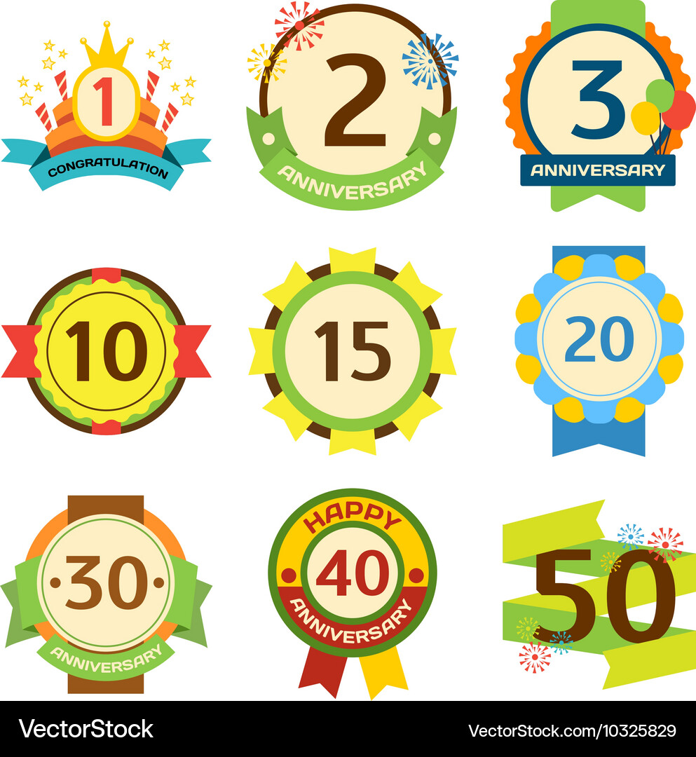 Happy birthday badges set Royalty Free Vector Image