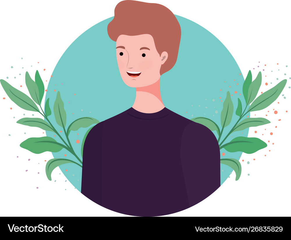 Man with landscape branches and leaves Royalty Free Vector