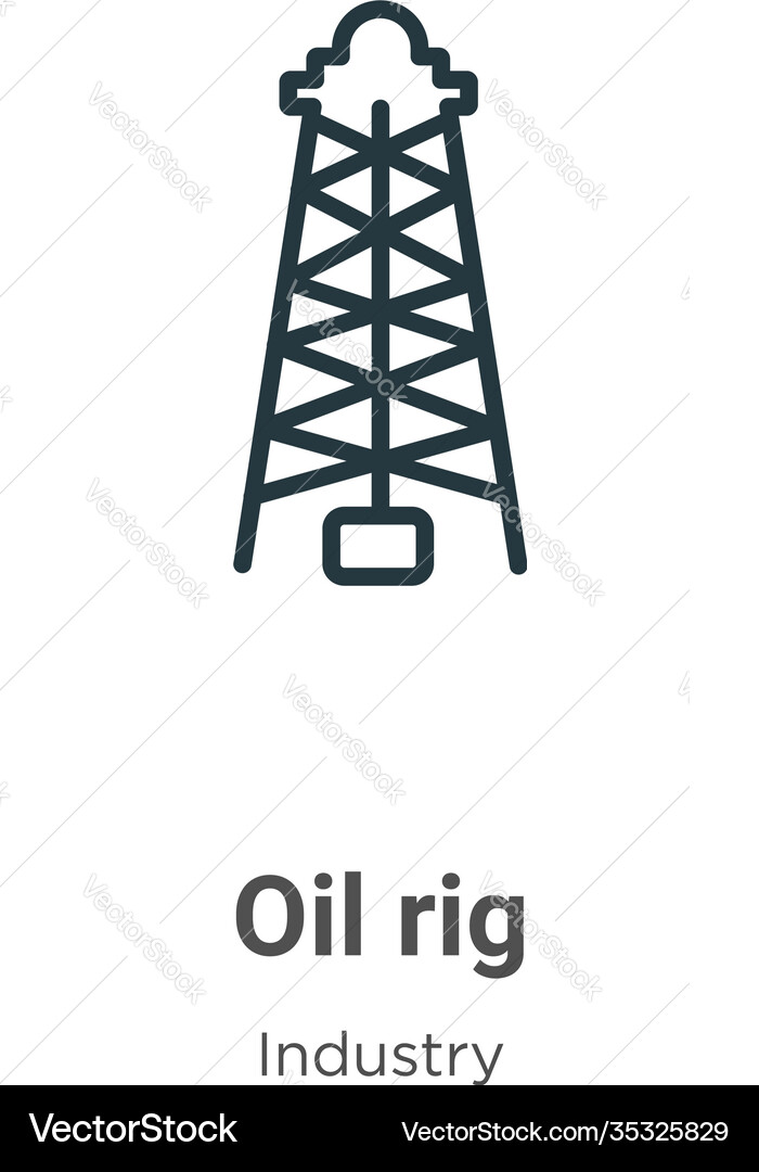 Oil rig outline icon thin line black Royalty Free Vector