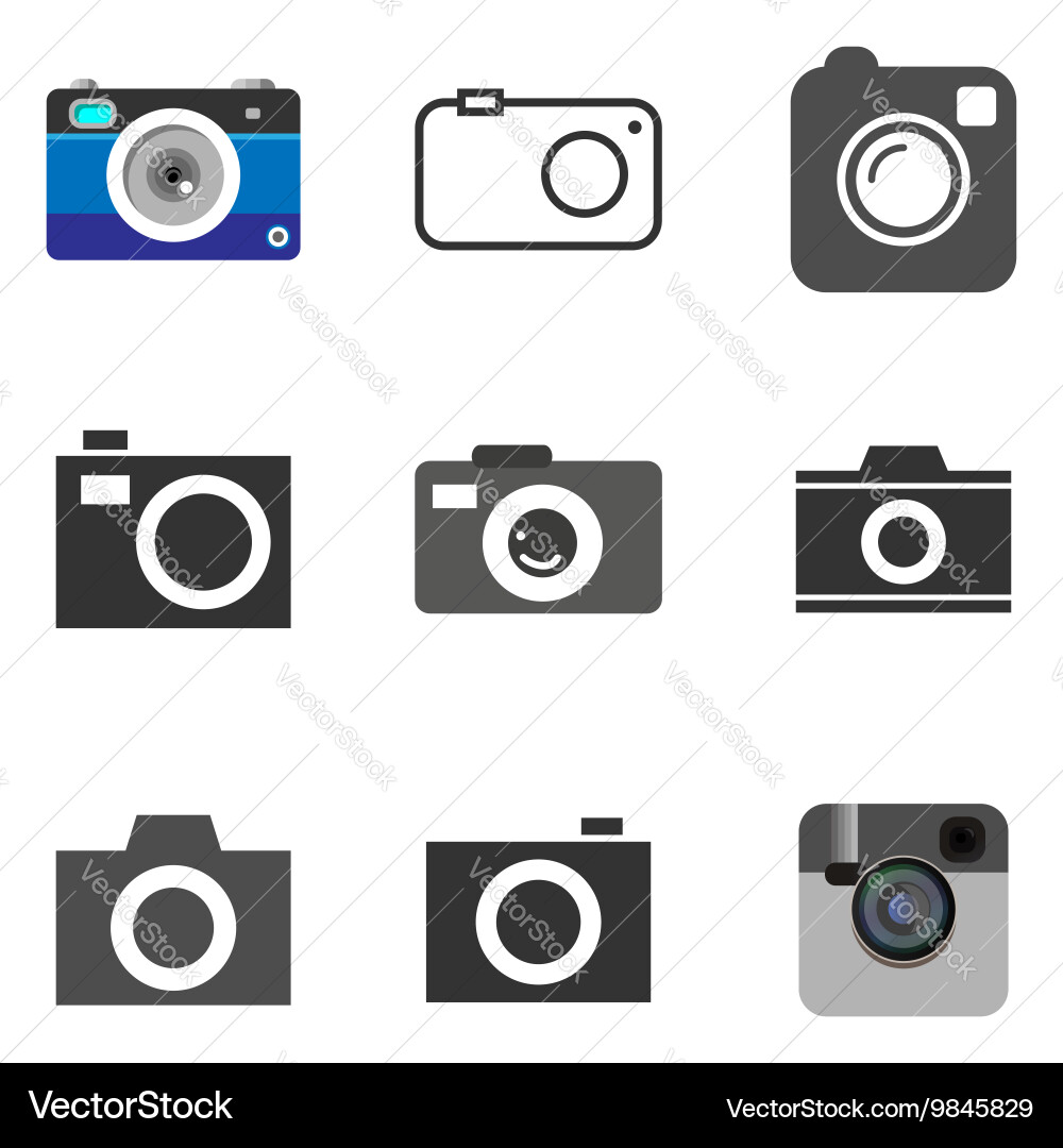 Photo camera icons set Royalty Free Vector Image