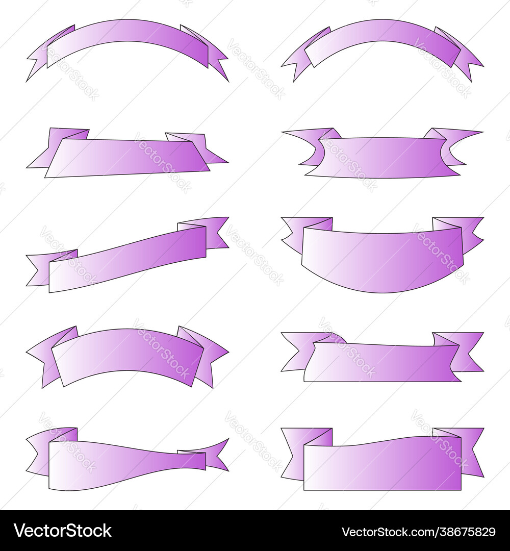 Pink gradient ribbon banners set on white Vector Image