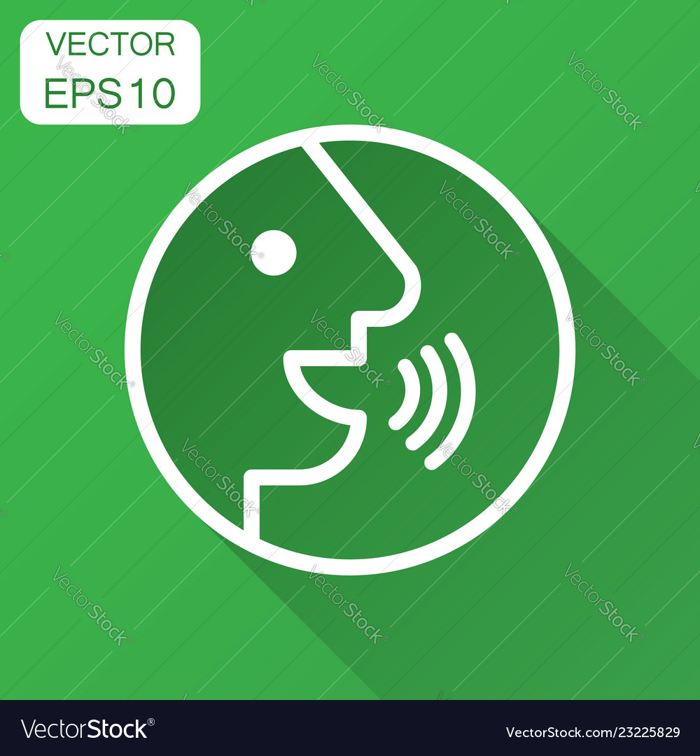 Voice command with sound waves icon in flat style Vector Image