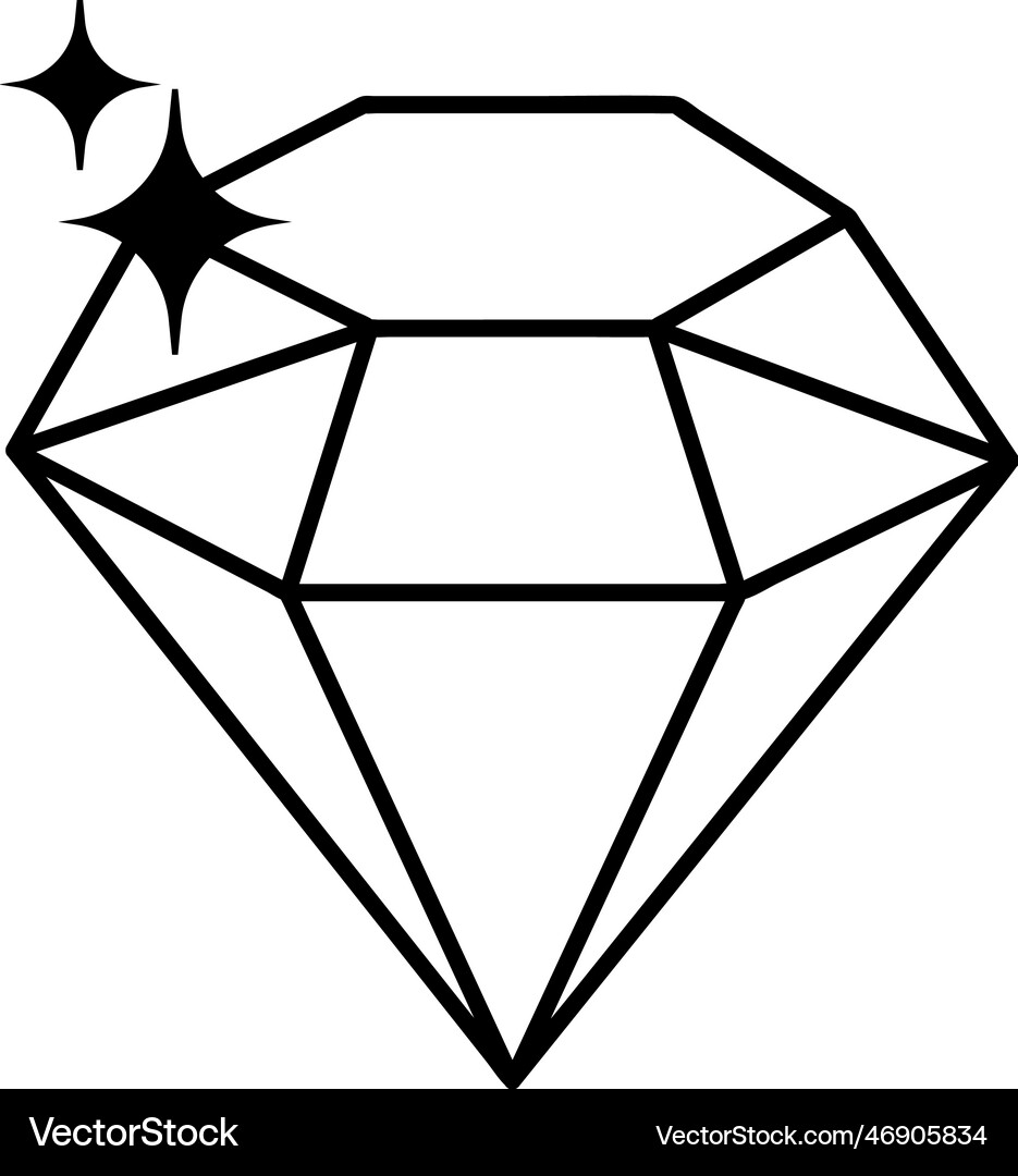 Diamond gem lined Royalty Free Vector Image - VectorStock