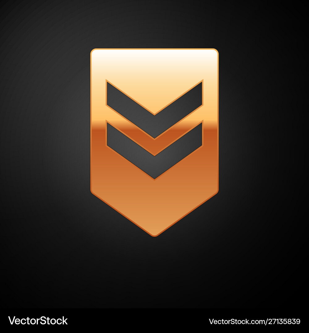 Gold chevron icon isolated on black background Vector Image