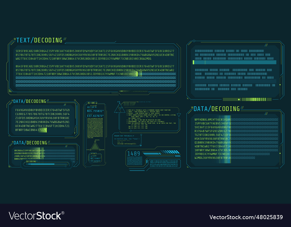 Hud interface elements for decoding data screen Vector Image Hud interface elements for decoding data screen Vector Image