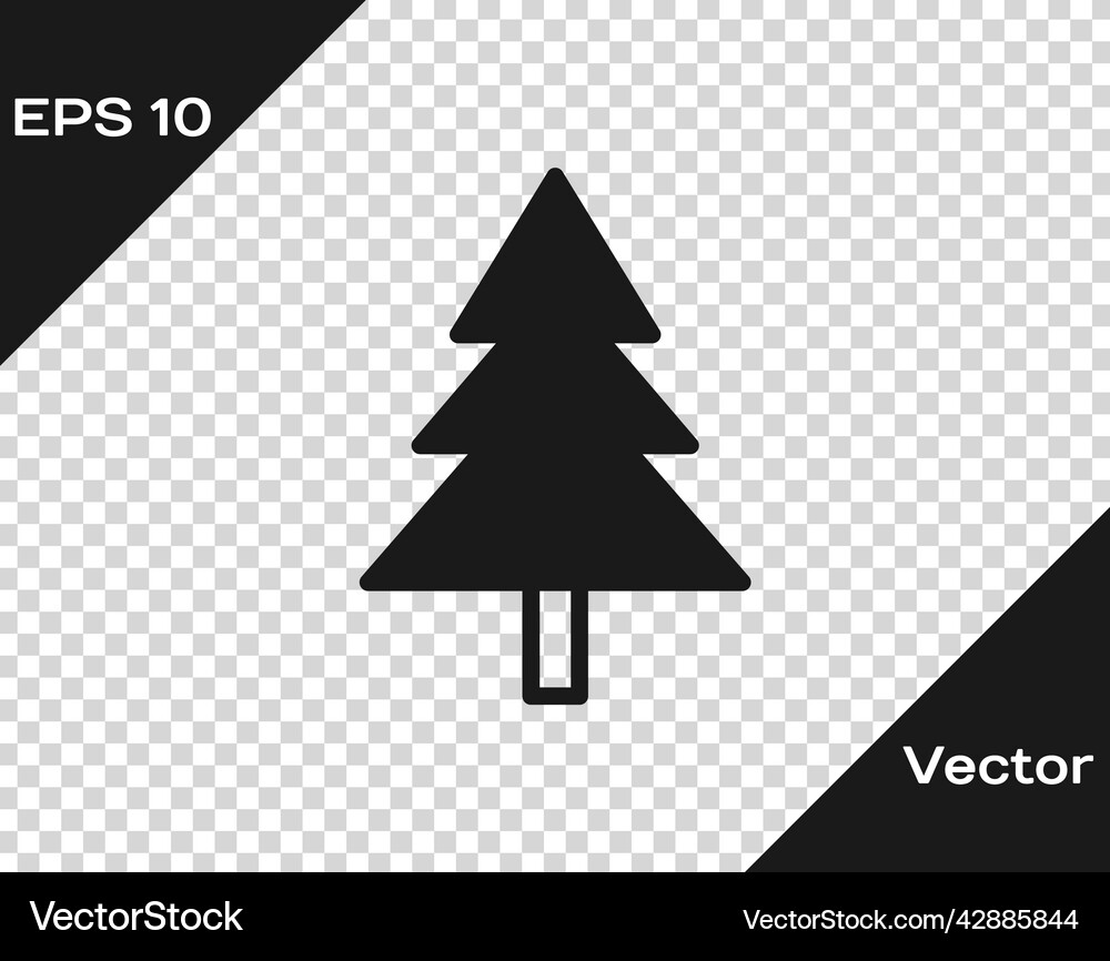 Black christmas tree icon isolated on transparent Vector Image