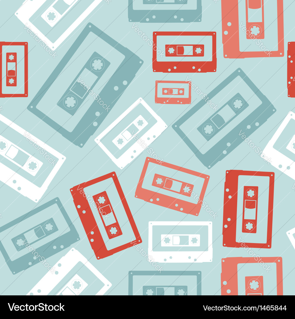 Vintage audio tapes pattern Royalty Free Vector Image