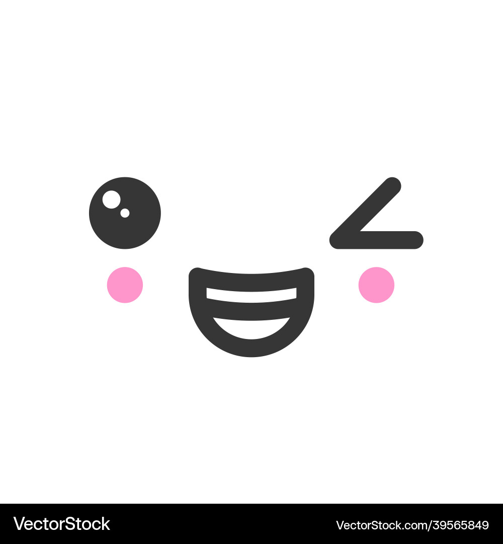 Winking kawaii cute emotion face emoticon Vector Image