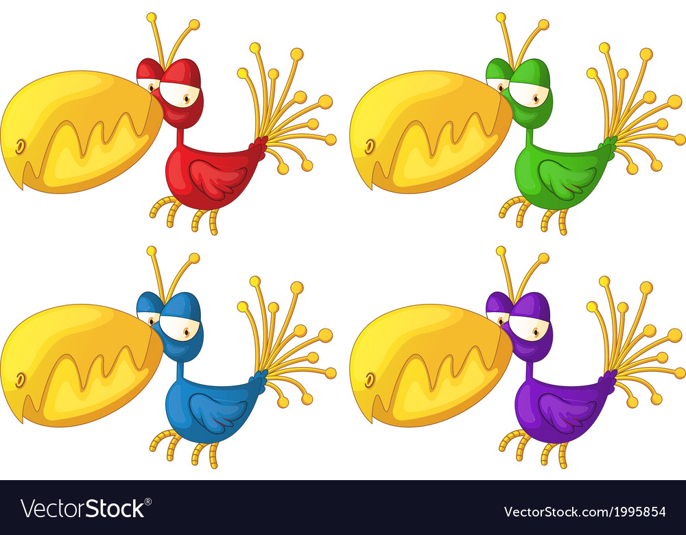 Four colorful birds Royalty Free Vector Image - VectorStock Four colorful birds Royalty Free Vector Image - VectorStock