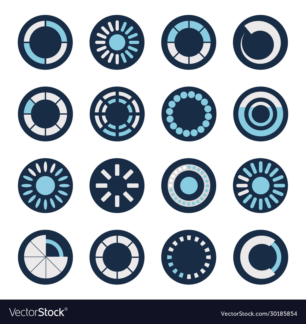 Loading circles block style icon set design Vector Image