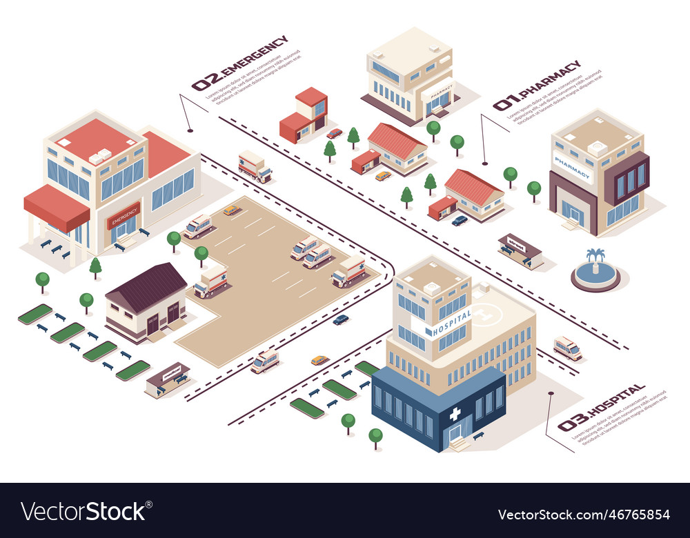 Medical center concept 3d isometric web Royalty Free Vector