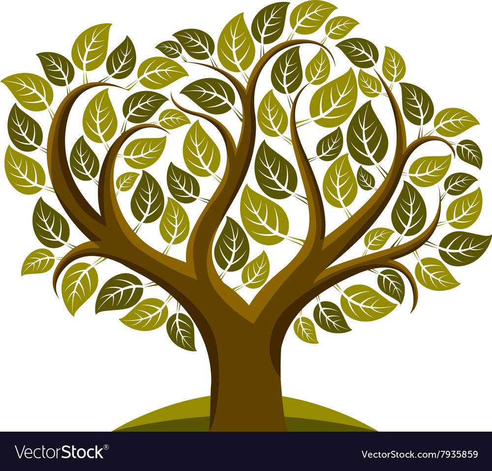 Art tree with green leaves spring season Vector Image