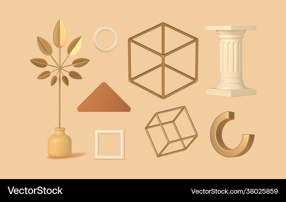 Decorative items for 3d boho design Royalty Free Vector