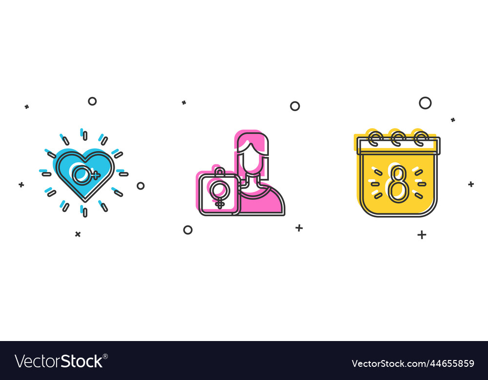 Set Feminism Feminist Activist And Calendar Vector Image