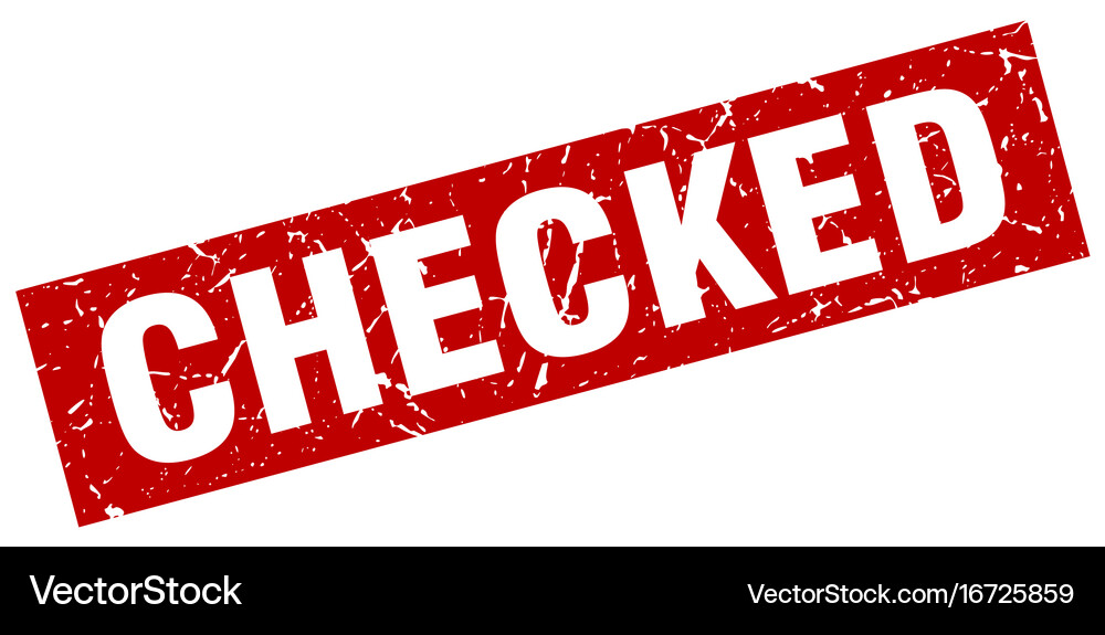 Square grunge red checked stamp Royalty Free Vector Image