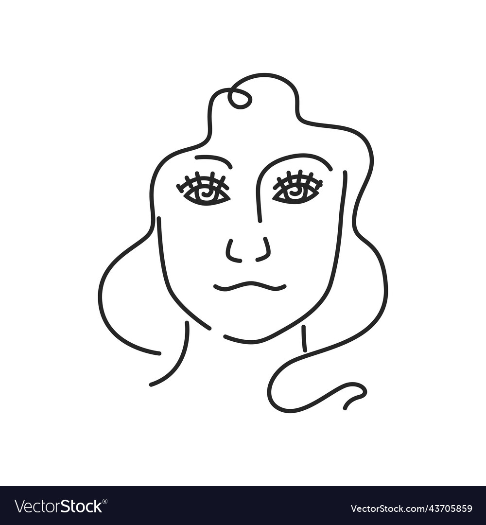 Woman Face Doodle In Abstract Design Trendy Vector Image