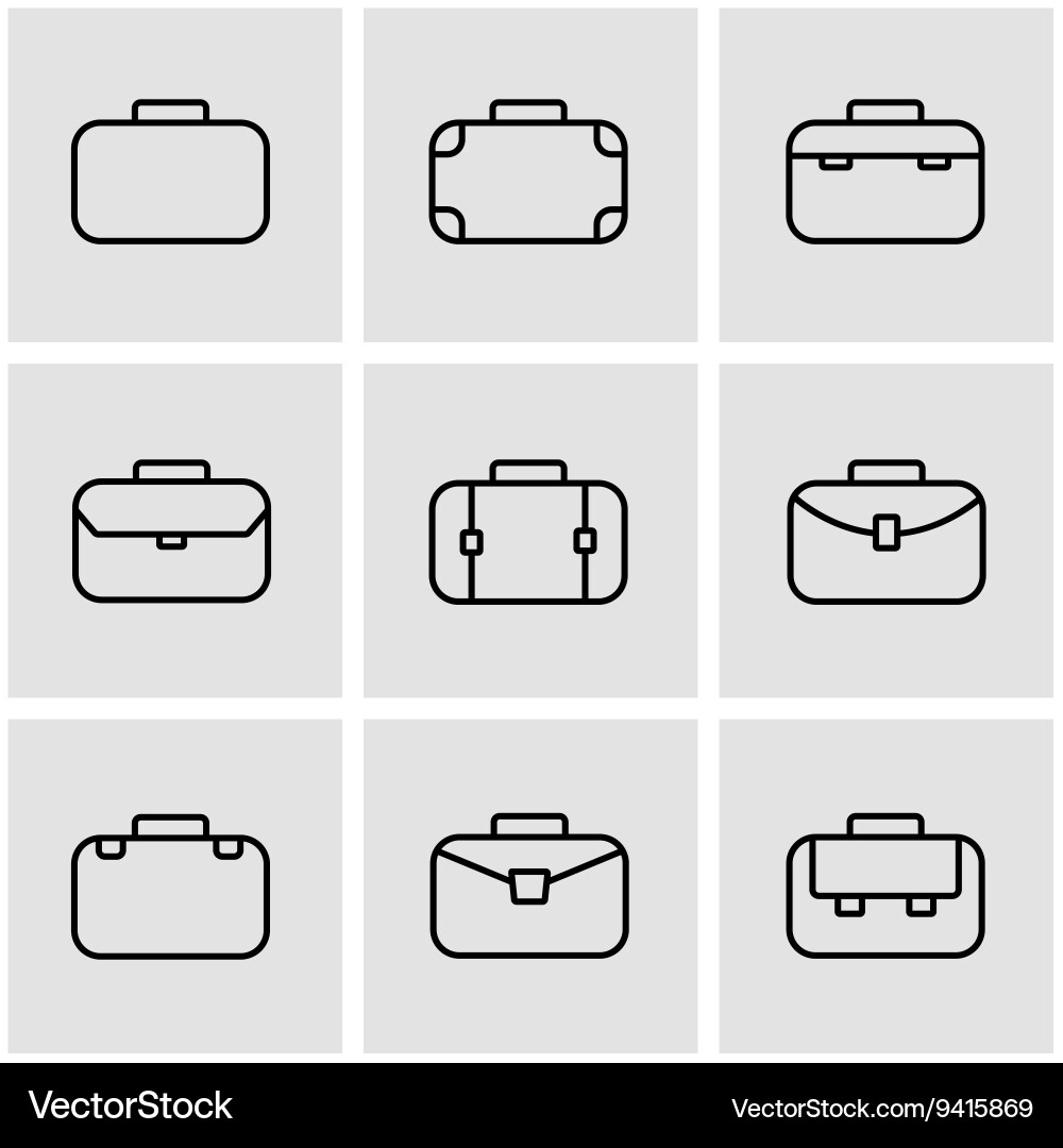 Line briefcase icon set Royalty Free Vector Image