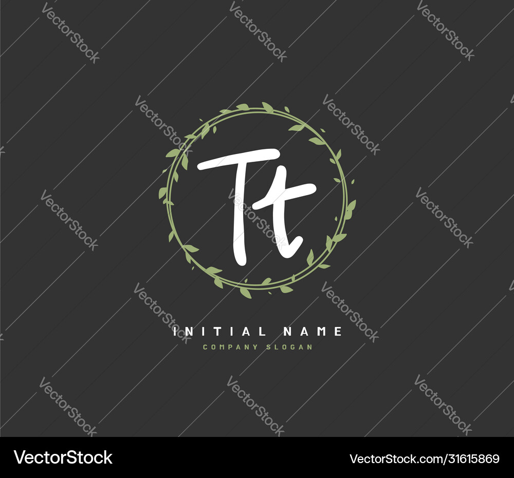 T tt beauty initial logo handwriting logo Vector Image