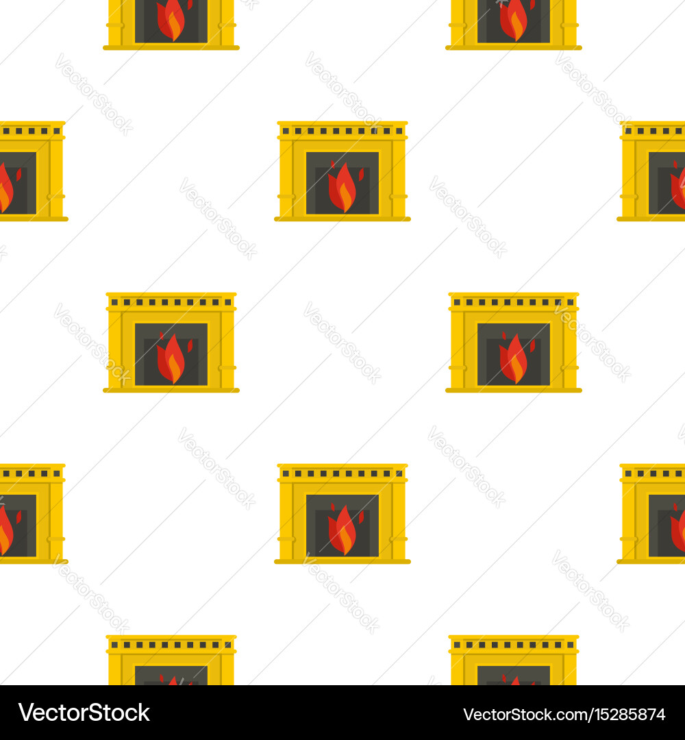 Fireplace with fire burning pattern seamless Vector Image
