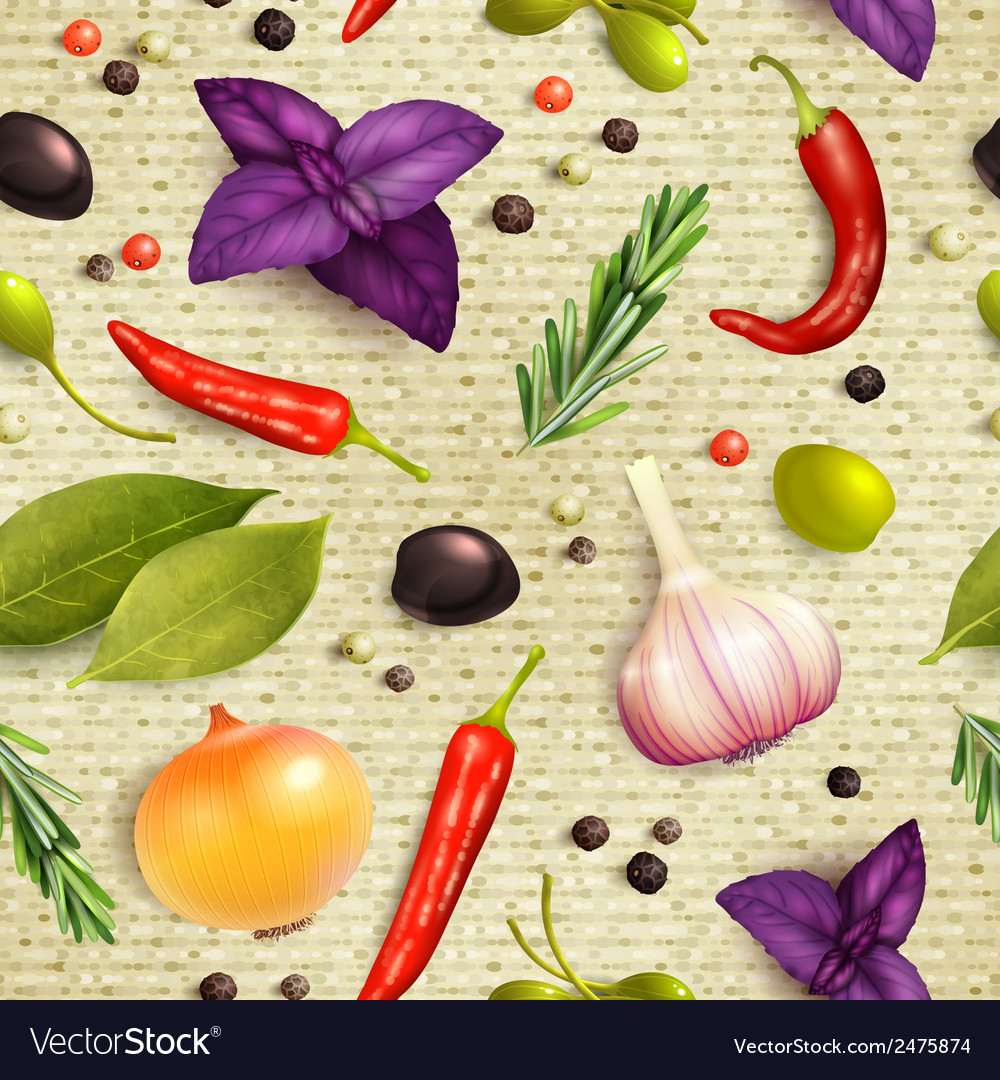Herbs and spices seamless pattern Royalty Free Vector Image