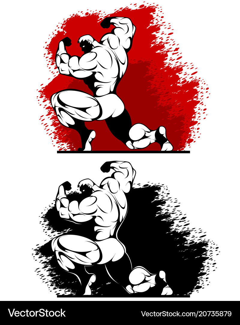 Bodybuilder in two versions Royalty Free Vector Image