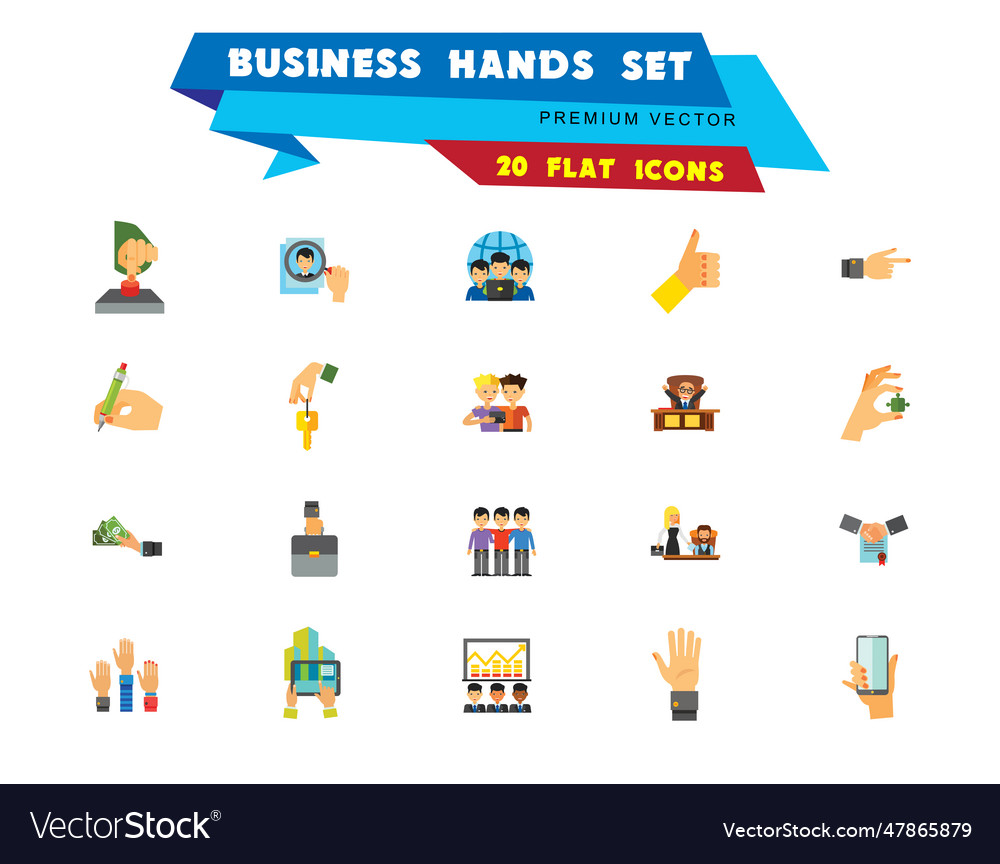 Business hands icon set Royalty Free Vector Image