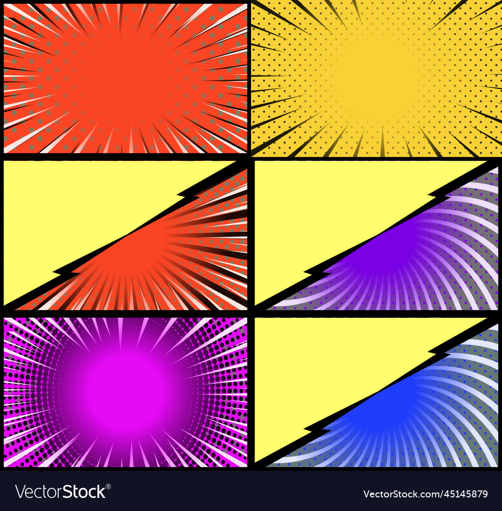 Comic book colorful frames background Royalty Free Vector