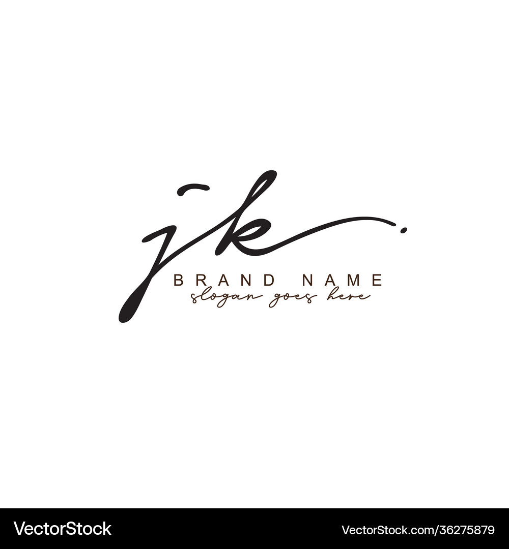 Jk initial signature logo handwritten logo Vector Image