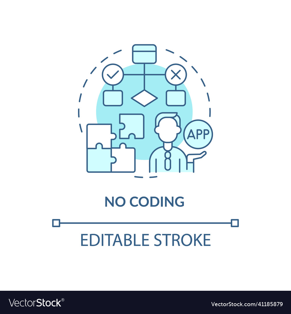 No coding turquoise concept icon Royalty Free Vector Image
